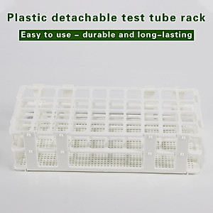 BIPEE Plastic Test Tube Rack, 40 Holes，Test Tube Holder for 20 mm Test Tubes, White vial holder, Detachable test tube holder rack (1pcs，40 Holes）