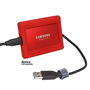 getgear Silicone Bumper for Samsung Portable SSD T5, Strong-Shock Absorbing, Slip-Resistant - Red