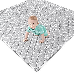 Baby Play Mat 50" X 50" Fit for TODALE Baby Playpen, Premium Foam Mat Non-Slip Cushioned Baby Playpen Mat for Playing, Grey Star