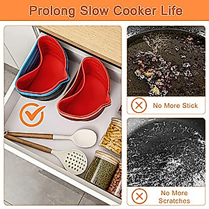 KSUYICA Crock Pot Divider Insert Silicone, Slow Cooker Dividers Silicone Liners Fit 6-8 Qt Crockpots, Reusable BPA Free Leakproof crock pot liner Accessories Cooking Liner for Most Slow Cooker