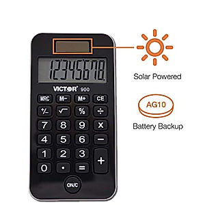 Victor 900 Handheld Calculator, Black, 0.3" x 2.5" x 4.3"