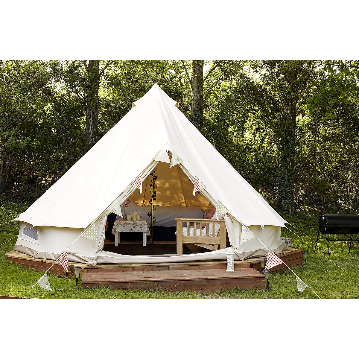 Outdoor Luxury Glamping Bell Tents for Boutique Camping and Occasional Family Camping Trips and Festivals and Human shelter for inhabiting or Leisure(Dia. 5meters)