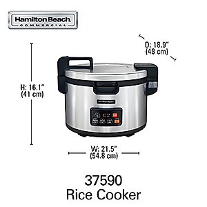 Hamilton Beach Commercial 90 Cup Rice Cooker, Warmer, Stainless Steel (37590)