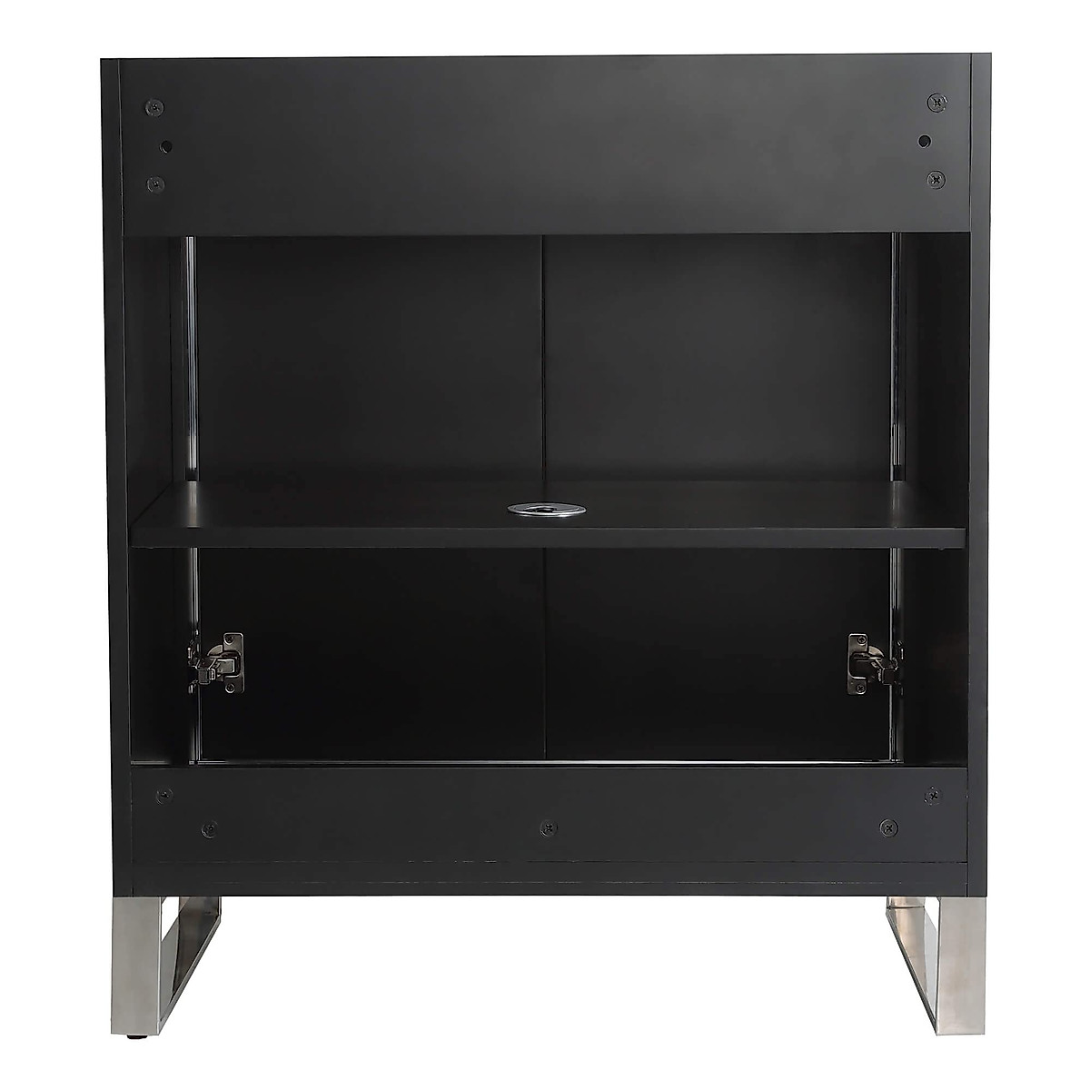 Fine Fixtures Opulence Collection 30 in. W x 18 in. D x 33 in. H Bathroom Vanity in Black Matte with White Carrara Sintered Stone Sink - Chrome Hardware