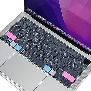 Keyboard Cover Skin with Mac OS X Shortcut Hotkey Compatible with 2023 2022 MacBook Air M2 Chip 13.6 Inch Model A2681, Apple MacBook Air 13.6" Keyboard Protector - Full Grey&Pink