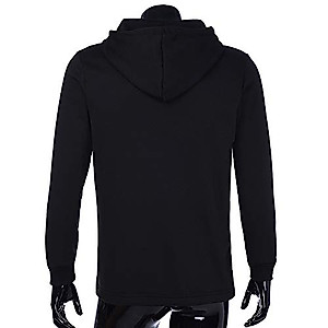 Hoodies for Men Thenlian Mens Pure Color Pullover Long Sleeve Hooded Sweatshirt Tops Blouse(Black, XL)