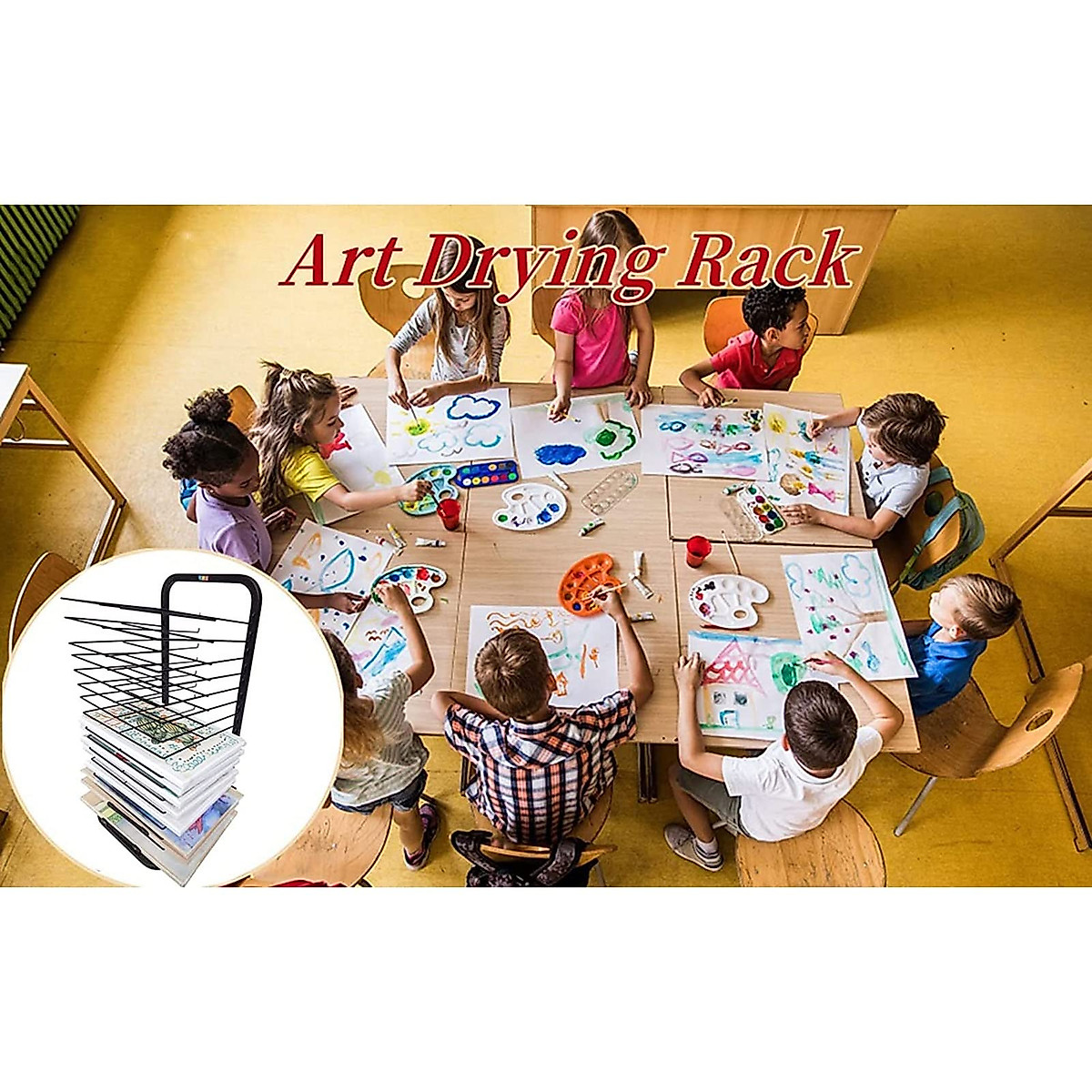 DONGYUE Art Drying Rack, Solid Mobile Art Drying Rack with Wire Shelves for Works of Art Classrooms Studios and Home Use, Black Powder Coated Finish. Drying & Print Racks (Size : 25-Layer)