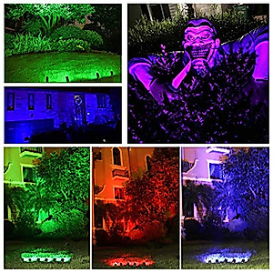 Garden Spotlights, IP66 Waterproof 36 LEDs Multi Colored Landscape Lights RGB Remote Control Outdoor Spotlights with Spiked Stand for Garden Yard Patio Lawn House Flag Tree Statue Pathway - Set of 2