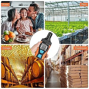 MESTEK Temperature Humidity Meter, Digital Thermometer Hygrometer with Ambient, Dew Point, Wet Bulb for Indoor Outdoor, High Precision Dual Display Psychrometer with LCD Backlight, TH10
