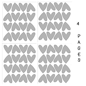 The Boho Design Hearts Wall Decals Peel and Stick for Kids, Baby Bedroom Nursery and Living Room. Love Vinyl Wall Stickers Decor (Grey)