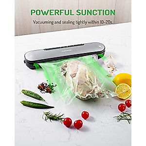 TWOMEOW Vacuum Sealer Machine, Automatic Compact Slim Food Sealer for Sous Vide and Food Storage, Standard/Soft Vac Sealing Mode with Starter Kit, Vertical Vacuum Sealer Storage, Black