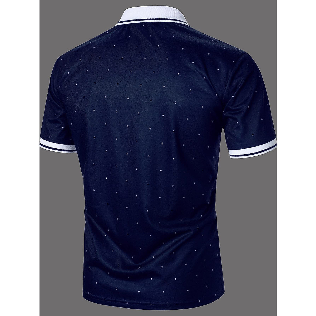 Floerns Men's All Over Print Golf Shirt Short Sleeve Collar Neck Polo Shirt Navy Blue S