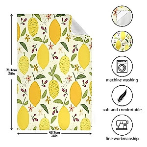 FUGIDOG Kitchen Dish Towels Set of 4, Lemon Flower Ultra Soft Absorbent Kitchen Towels Tea Towels Hand Towels Quick Drying Reusable Cleaning Cloths, 18 x 28 inch