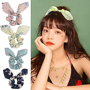 ACO-UINT 20 Pack Adorable Chiffon Bow Hair Scrunchies for Women, Thick Hair Bunny Ear Scrunchies, Elastic Bulk Hair Accessories and Ties for Girls