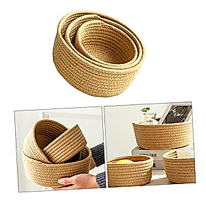 Happyyami 3 Pcs Sundries Storage Basket Organizer Baskets for Shelves Box with Lid Decorative Storage Toy Baskets Mini Woven Basket Magazine Baskets Wardrobe Baskets Sundries Box Small Child