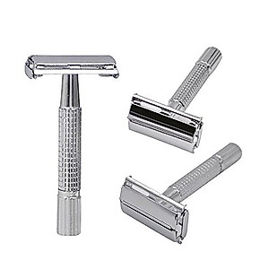 Swedish Platinum Bladed Double Edge Razor Kit for Zero Irritation - Stainless Steel Safety Razor Kit for Comfortable Wet Shaving with 5 Swedish Platinum Super Blades by grace & stella (5 Blades)