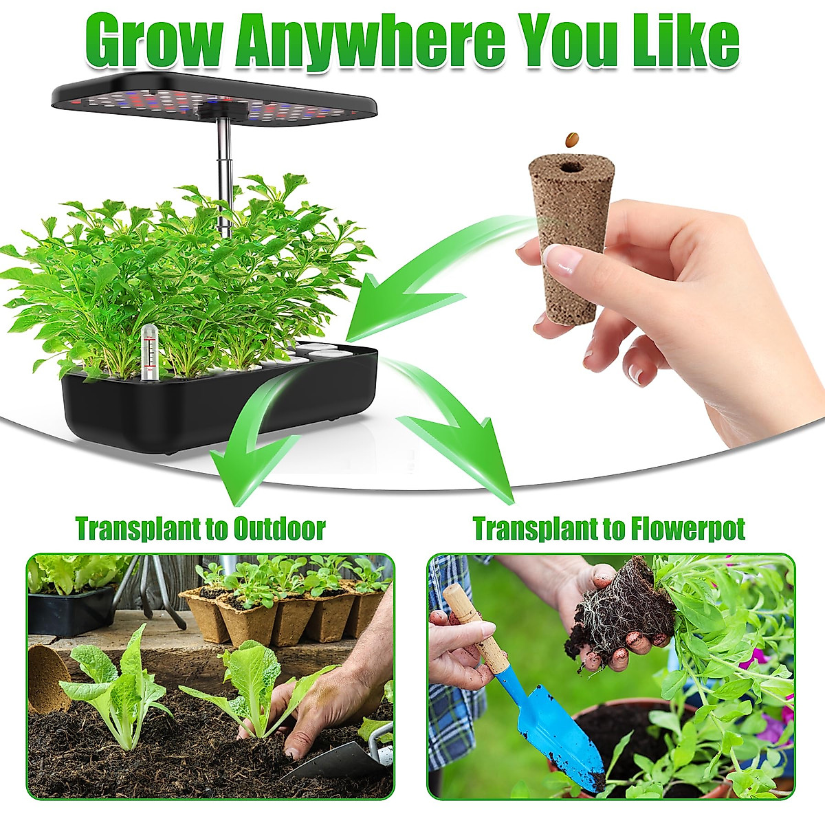 Haovegfloer 30 PCS Grow Sponges, Seed Starter Pods Replacement Root Growth Sponges, Seed Pods Kit for Partly QYO, LYKO, Idoo Hydroponic Garden System(Square