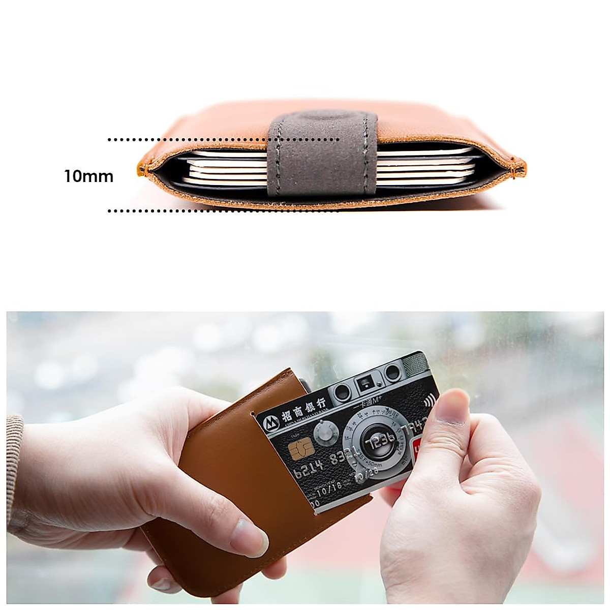 Allocacoc Slim wallet, DesignNest DAX wallet, Cascading pull-tab wallet, Hold upto 6 cards, small wallet, Card holder, Purse (Brown, Leather)