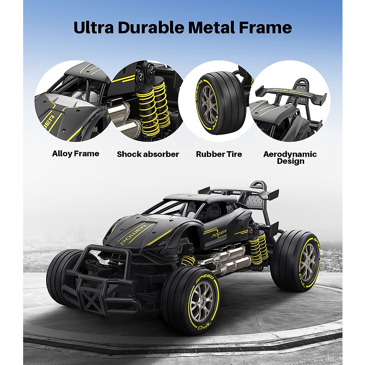 DODOELEPHANT Remote Control Car RC Cars Metal Drift 1/20 Scale Fast 10MPH 2.4Ghz 2WD All Terrain 2X Batteries 50 Min Play Sport Racing Hobby Toy Vehicle Xmas Birthday Gifts for Boys Girls Adults