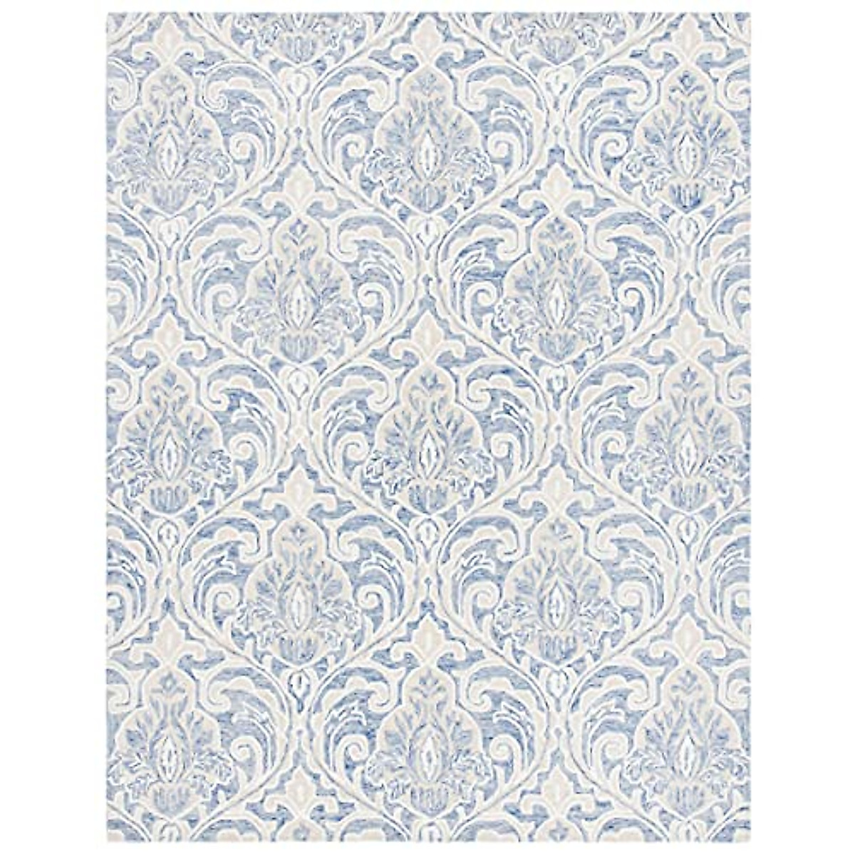 SAFAVIEH Micro-Loop Collection Area Rug - 8' x 10', Blue & Ivory, Handmade Wool, Ideal for High Traffic Areas in Living Room, Bedroom (MLP532M)