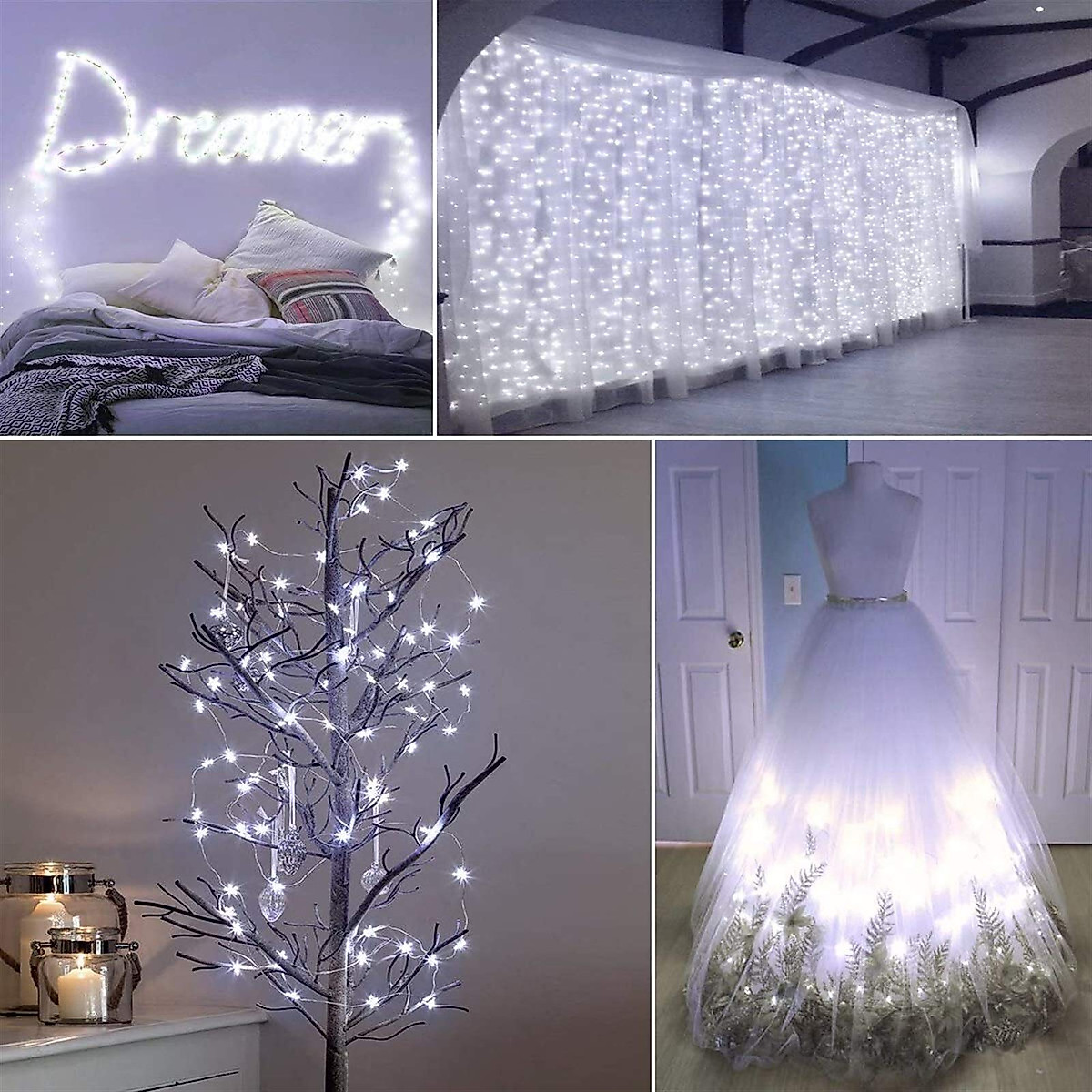 ZSMPY Fairy Lights LED Christmas Lights, Solar String Lights, Copper Wire Solar Garden Lights with 2 Modes, Waterproof Indoor/Outdoor Solar Lights for Tree, Garden, Home, Wedding, Party