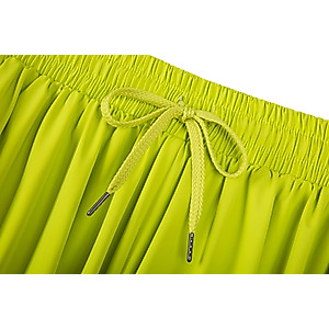 luogongzi 2 in 1 Flowy Preppy Clothes Shorts for Women Gym Yoga Athletic Running Workout Biker Hiking Spandex Comfy Lounge Skirt Summer (S, Yellow Green)