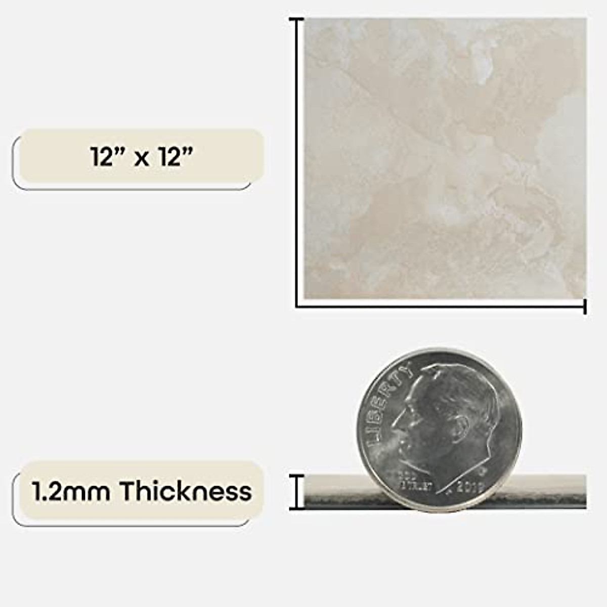 Nexus Self Adhesive 12-Inch Vinyl Floor Tiles, 20 Tiles - 12" x 12", White Slate Pattern - Peel & Stick, DIY Flooring for Kitchen, Dining Room, Bedrooms & Bathrooms by Achim Home Decor