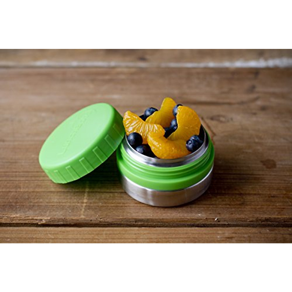 LunchBots Rounds Leak Proof 4 oz. Stainless Snack Container Jar, Set of 2, Green Lids