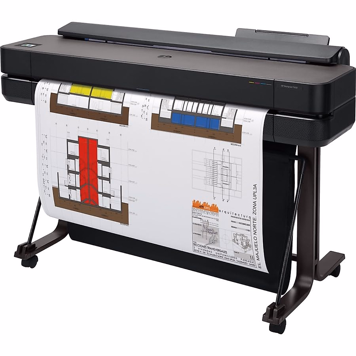 HP DesignJet T650 Large Format 36-inch Plotter Printer, Includes 2-Year Warranty Care Pack (5HB10H), Black
