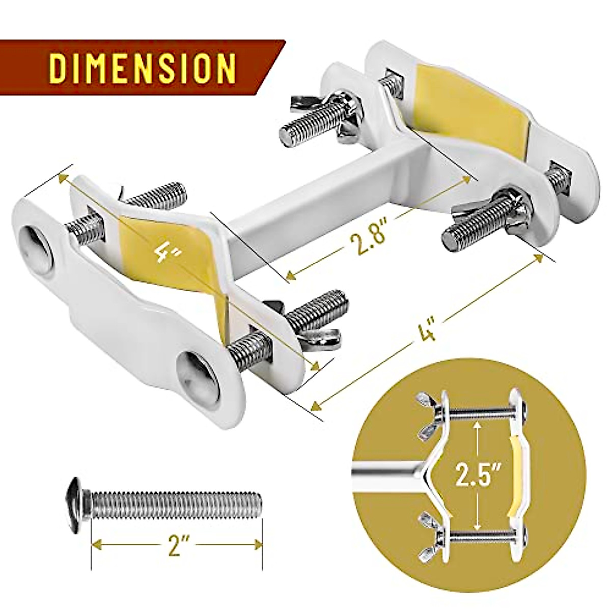 Vinazone Patio Umbrella Holder, Heavy Duty Deck Umbrella Mount, Umbrella Holder for Deck Railing, Deck Mount Umbrella Holder, Umbrella Deck Mount, Umbrella Clamp for Fence, Railing, Deck- 2Pack -White
