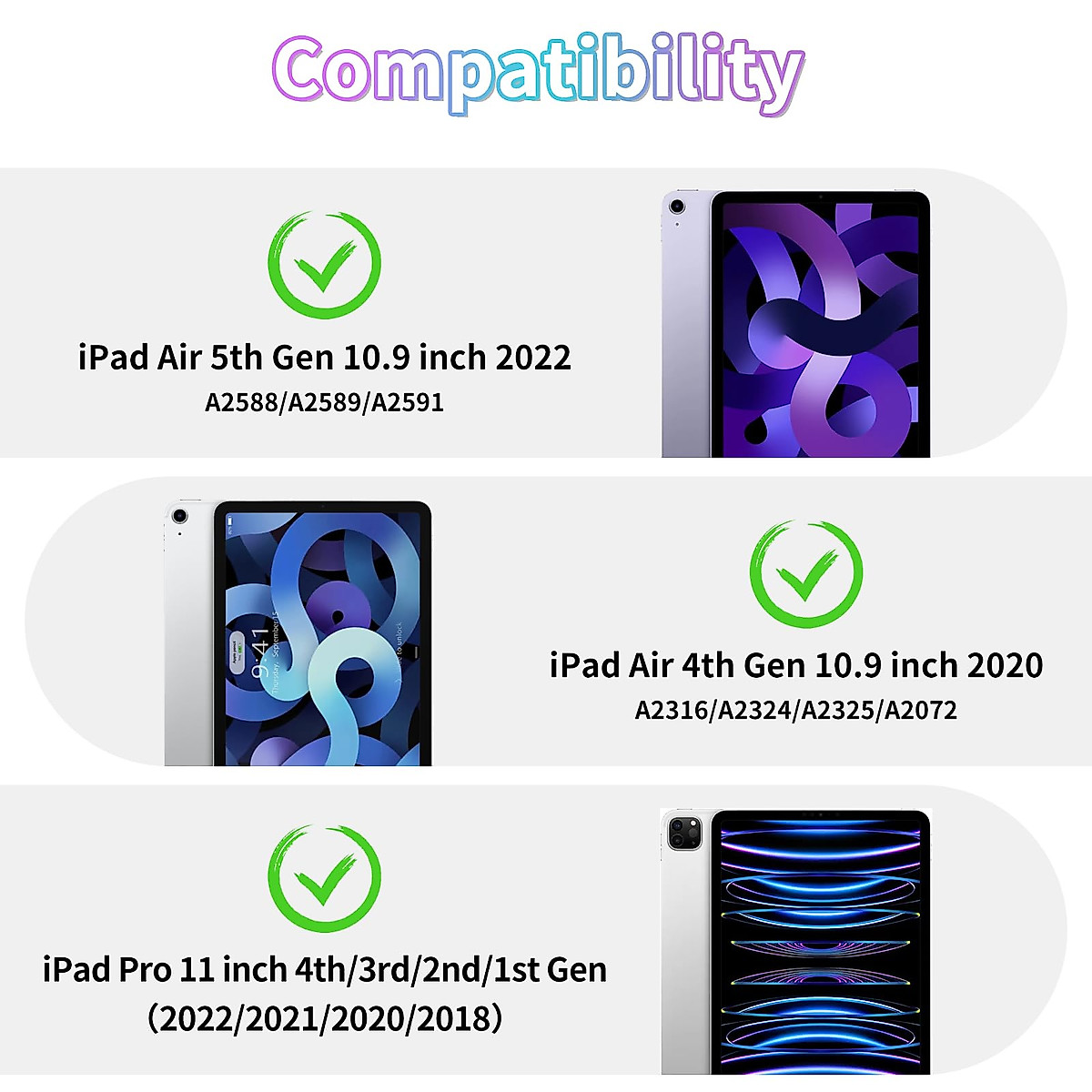 WESADN for iPad Air 5th Generation Case Pro 11 Inch Case 4th/3rd/2nd/1st with Screen Protector Foldable Kickstand Shoulder Strap Pencil Holder for Kids Girls Rugged Cover for iPad Air 4 Purple Teal