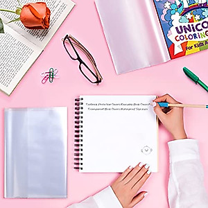 NUOBESTY 5Pcs Book Covers Sheet Protectors Plastic Clear with Adjustable Self- Adhesive Closure 16K Size for Books