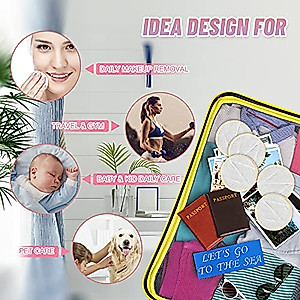 Veemos Reusable Cotton Rounds,14 Pieces Dual Sided Makeup Remover Pads with Washable Laundry Bag & Storage Box,Eco Friendly Bamboo Cotton Pads (Cream)