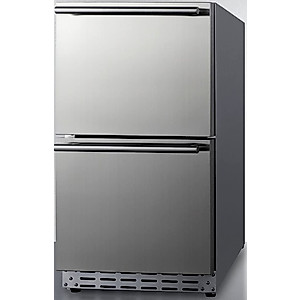 Summit Appliance ADRD18 18" Wide ADA Compliant 2-Drawer All-Refrigerator in Stainless Steel with Panel-Ready Drawer Fronts, Digital Thermostat, Frost-free Defrost, Digital Display