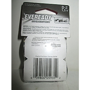 Eveready Super Heavy Duty D 1.5V Batteries - 2PACK