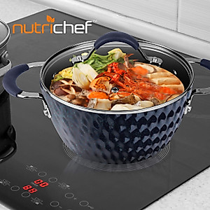 NutriChef Durable Non-Stick Dutch Oven Pot - High-Qualified Kitchen Cookware with See-Through Tempered Glass Lids, 3.6 Quarts, Works with Model: NCCW11DS), One size, Blue - NutriChef PRTNCCW11DSDOP