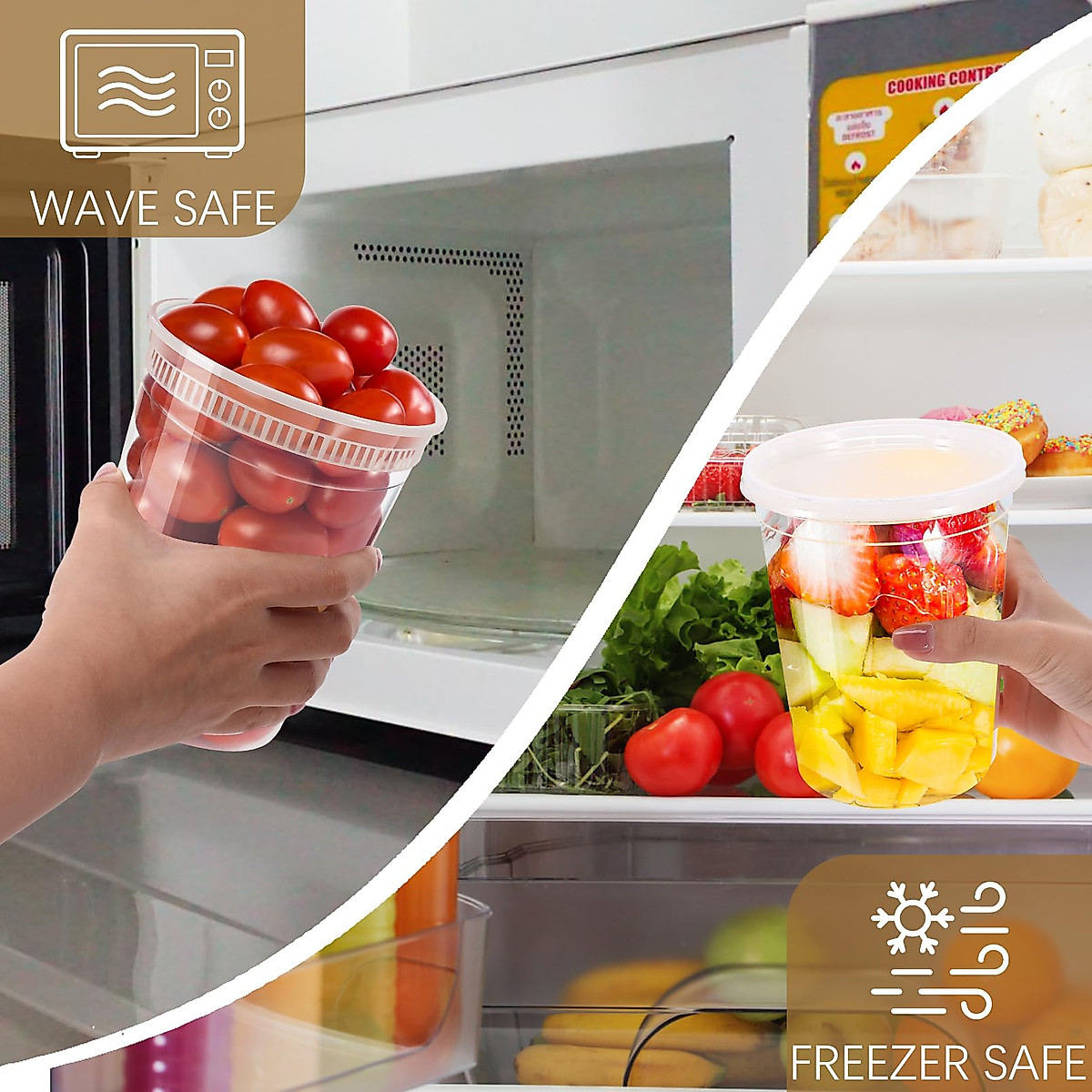 CACASO 24 Sets,32 oz Deli Containers with Lids,Plastic Food Storage Containers with Airtight Lids,32oz Soup Containers with Lids,Freezer Storage Containers for Soup,Stackable,Microwave/Dishwasher Safe