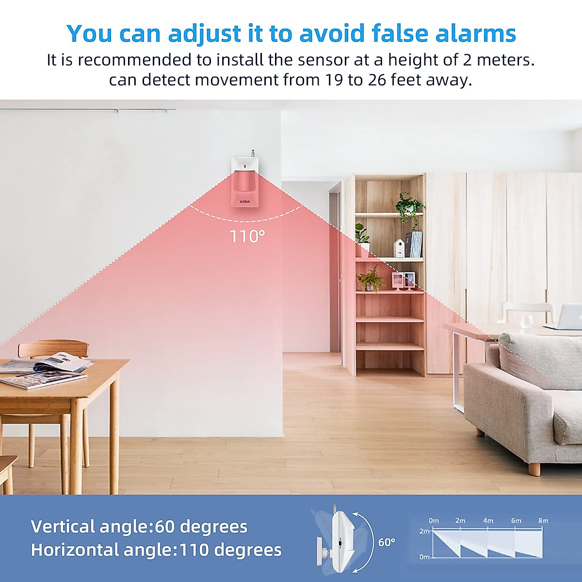 KERUI 433MHz Home Wireless PIR Infrared Motion Sensor Detector for Alarm System