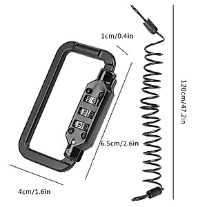 Jerliflyer Bike Helmet Lock, Telescopic Motorcycle Scooter Bike Helmet Lock 3 Digit Password Lightweight Alloy Cable Helmet Lock for Outdoors, Traveling