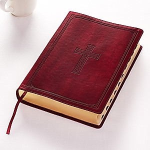 KJV Holy Bible, Super Giant Print Faux Leather Red Letter Edition - Thumb Index & Ribbon Marker, King James Version, Burgundy