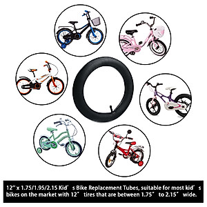 Listenman 2 PACK 12" x 1.75/1.95/2.125 Bike Inner Tube with Bike Tube Repair Tool Kits, 4 Tire Levers, 6 Self-Adhesive Round Patches, 1 Metal Rasp, Replacement Schrader Valve Bicycle 12" Inner Tubes