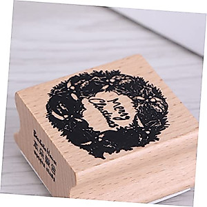 NOLITOY Wooden Christmas 3pcs Wood Suit Vintage Card Making Rubber Christmas Wood Stamper Christmas Stampers Wooden Stamper Stampers Party Favors Pine Cones Paint Gift Earth Tones Wreath