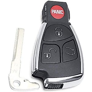 Beefunny Modified Smart Remote Car Key Shell Case 3 Button+Panic for Mercedes-Benz CLS C E S (W/ 1 Battery Holder)