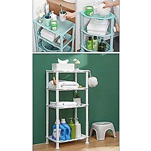 4-Tiers Normal Rectangular Multifunctional Storage Shelf Organizer Narrow Storage Rack for Kitchen or Bathroom (Blue+Yellow)