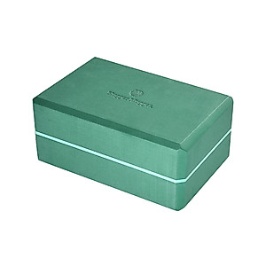 Hugger Mugger 4" Foam Yoga Block - Evergreen - strong and stable, beveled edges for comfort, most favored block size, helps with alignment and support in many poses