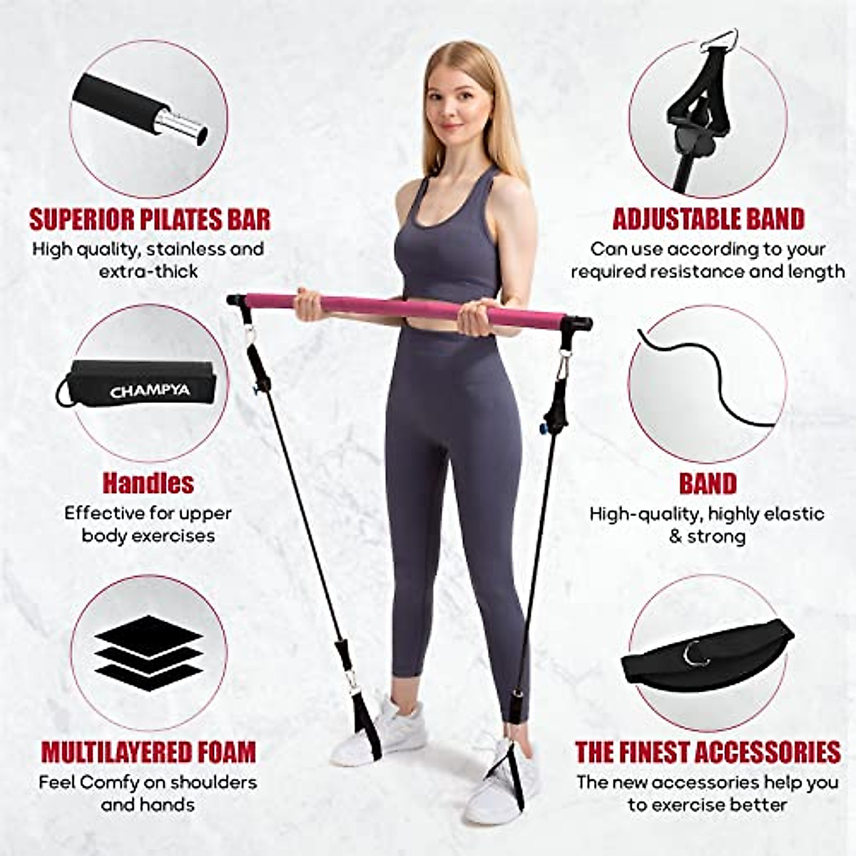 𝗘𝘅𝗲𝗿𝗰𝗶𝘀𝗲 𝗕𝗮𝗹𝗹 for Working Out 65 cm-Yoga Ball Chair & Balance Ball for Pregnancy, Birthing Physical Therapy & Chair for Office - Stability Ball & Stainless Steel Pilates Bar for Workout