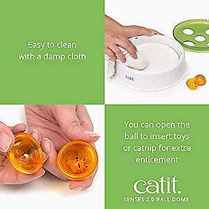 Catit Senses 2.0 Ball Dome Interactive Cat Toy - Motion-Activated Cat Toy with Two Modes of Play, Batteries Not Included