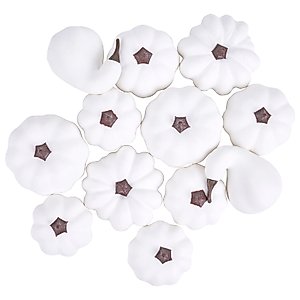 Lamris Pumpkin Decor Set of 12 White Mantel Table Centerpiece Farmhouse Thanksgiving Fall Decorations for Home