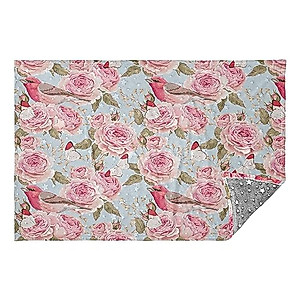 Joko Ivery Roses Birds Flowers Premium Soft Travel Blanket Pillow Airplane Blanket with Hand Luggage Belt & Backpack Clip Travel Pillow and Blanket 2 in 1 for Camping Office Home Train