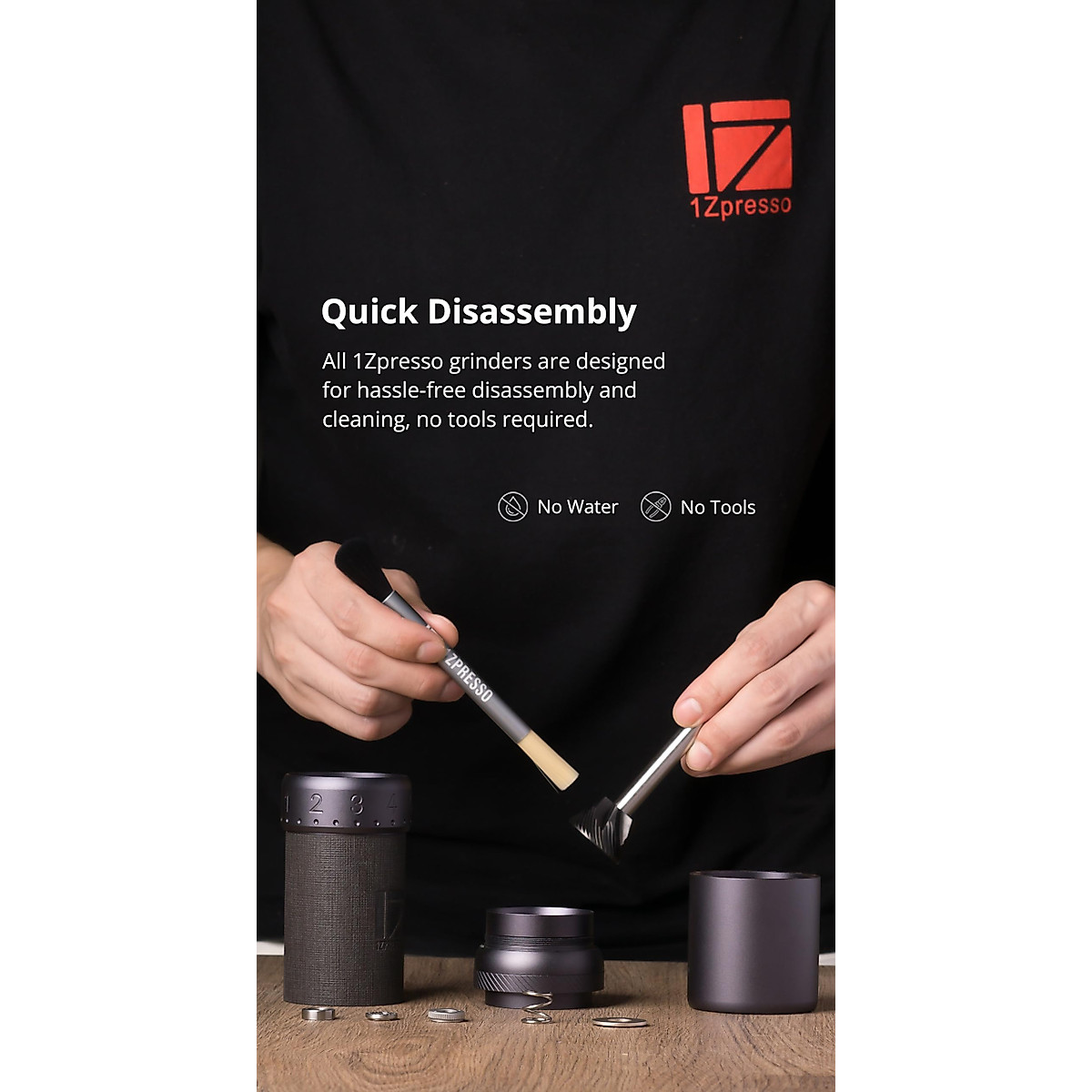 1Zpresso J-Max S Manual Coffee Grinder Iron Gray, Coated Conical Burr,Foldable Handle, Magnet Catch Cup Capacity40g, Numerical Adjustable Finely Setting, Faster Grinding Efficiency ideal for Espresso